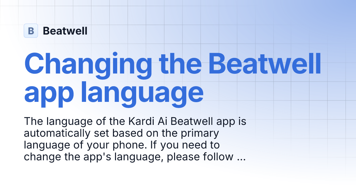 Changing the Beatwell app language | Beatwell